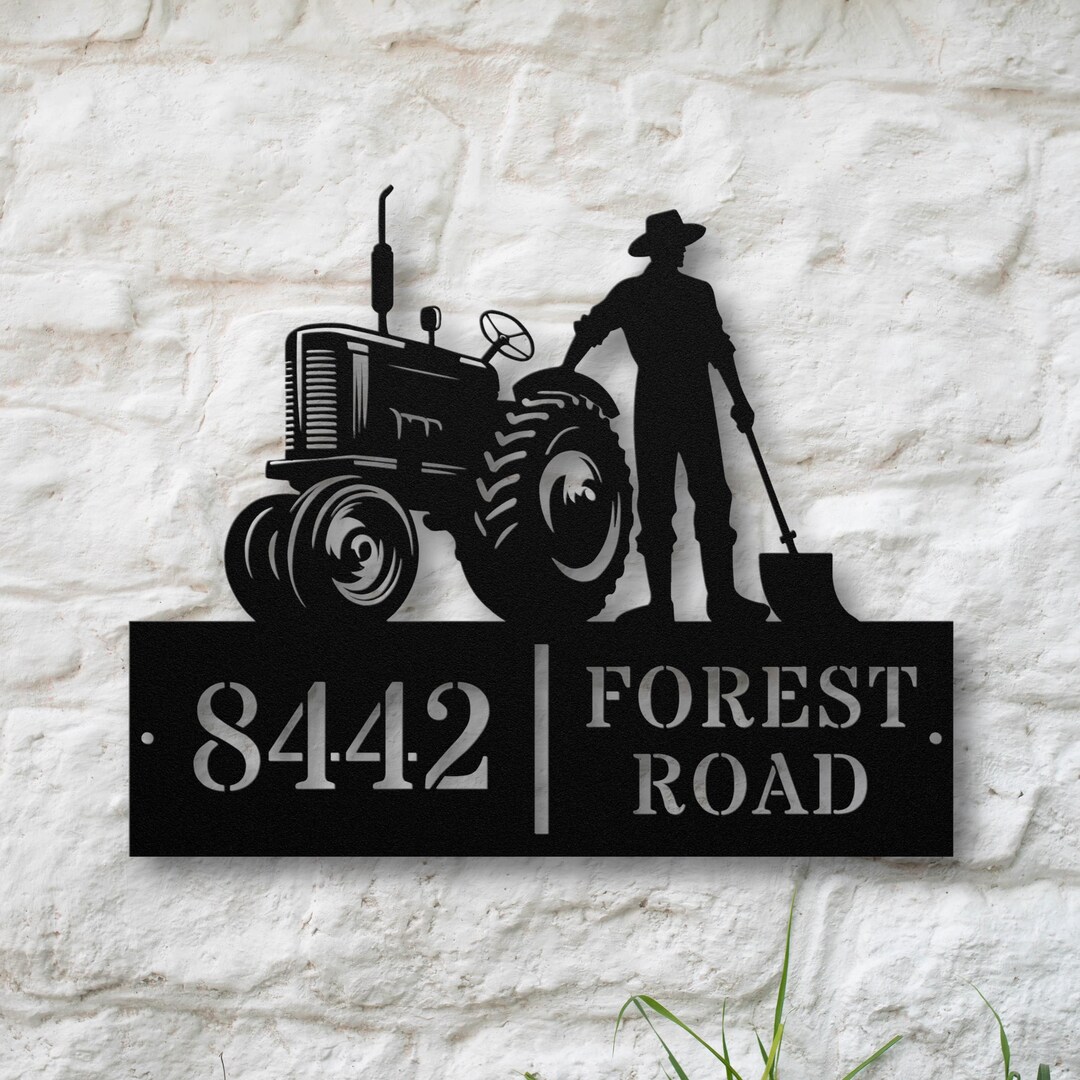 Custom Address Metal Sign, Personalized Farmhouse Decor, Exterior ...