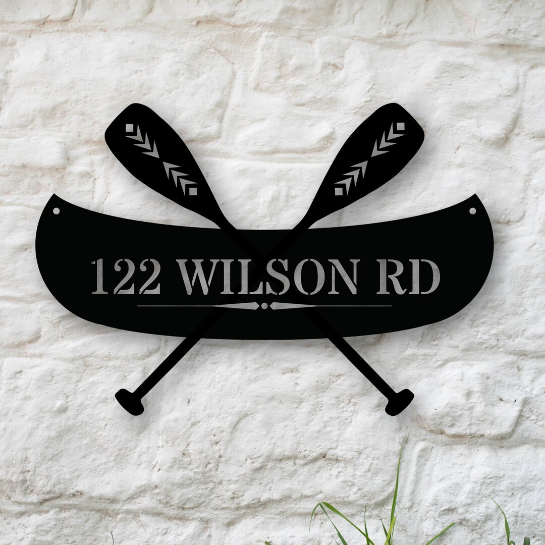Custom Canoe Address Metal Sign, Personalized Lake House Decor ...