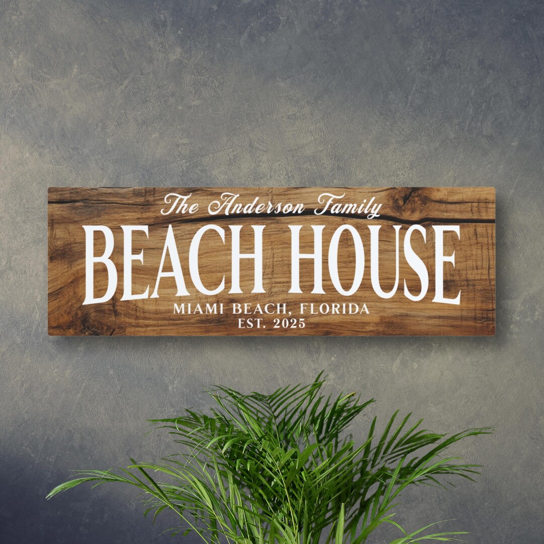 Custom Beach House Metal Sign, Custom Aluminum Wall Art, Coastal Home ...