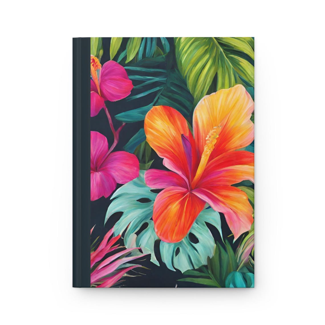 Custom Tropical Flower Hardcover Journal, Personalized Floral Notebook ...