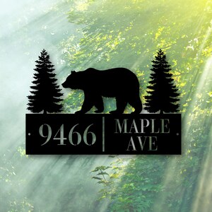 Custom Bear Address Metal Sign, Personalized Farmhouse Decor, Exterior ...