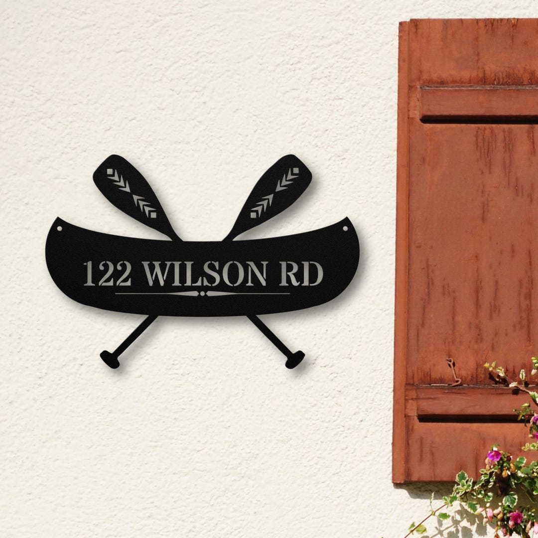 Custom Canoe Address Metal Sign, Personalized Lake House Decor ...