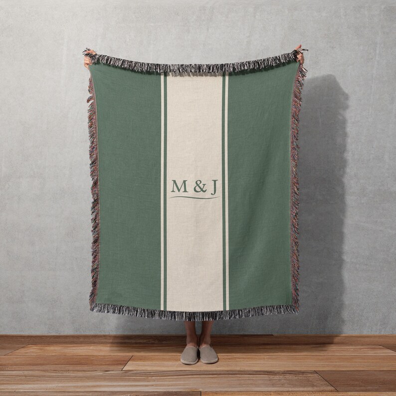Personalized Monogram Woven Cotton Blanket – Custom Initial Throw ...