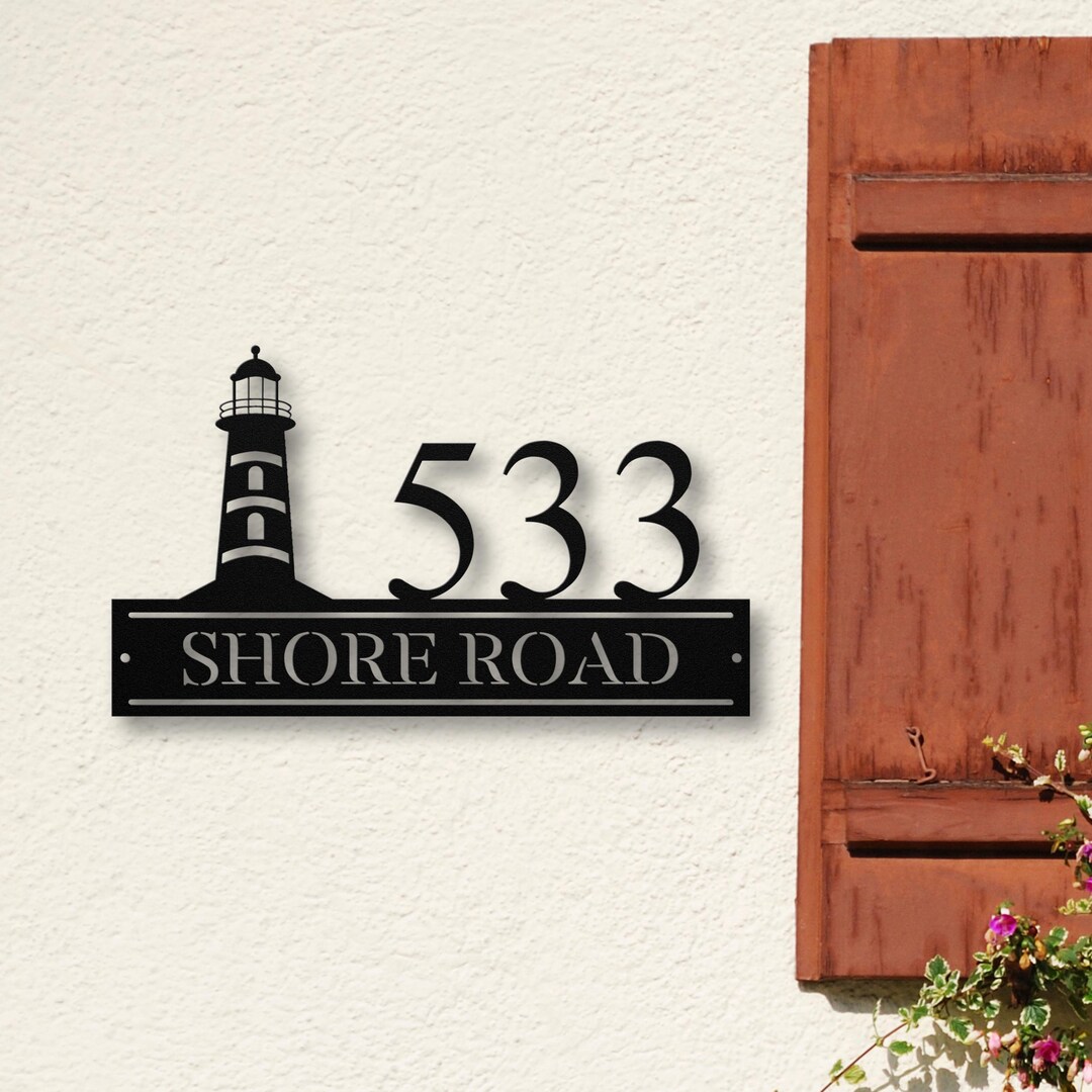 Custom Lighthouse Address Number Metal Sign, Personalized Home Decor ...