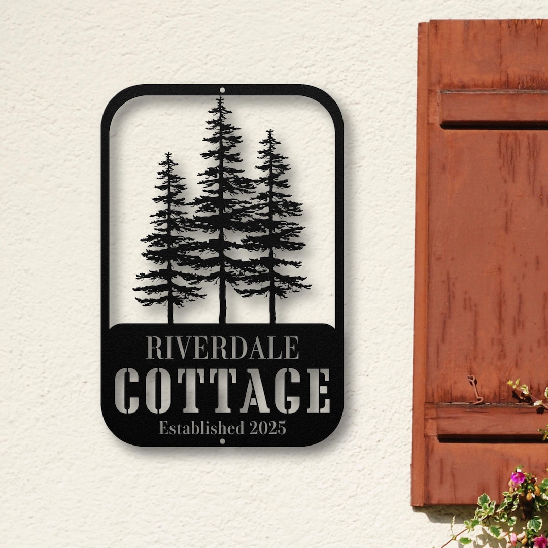 Custom Vacation Cottage Sign, Personalized Cabin Name Metal Sign ...