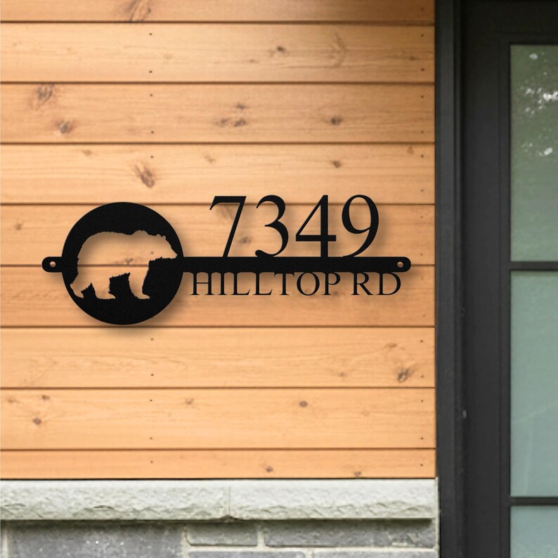 Custom Bear Address Metal Sign, Personalized Farmhouse Decor, Exterior ...