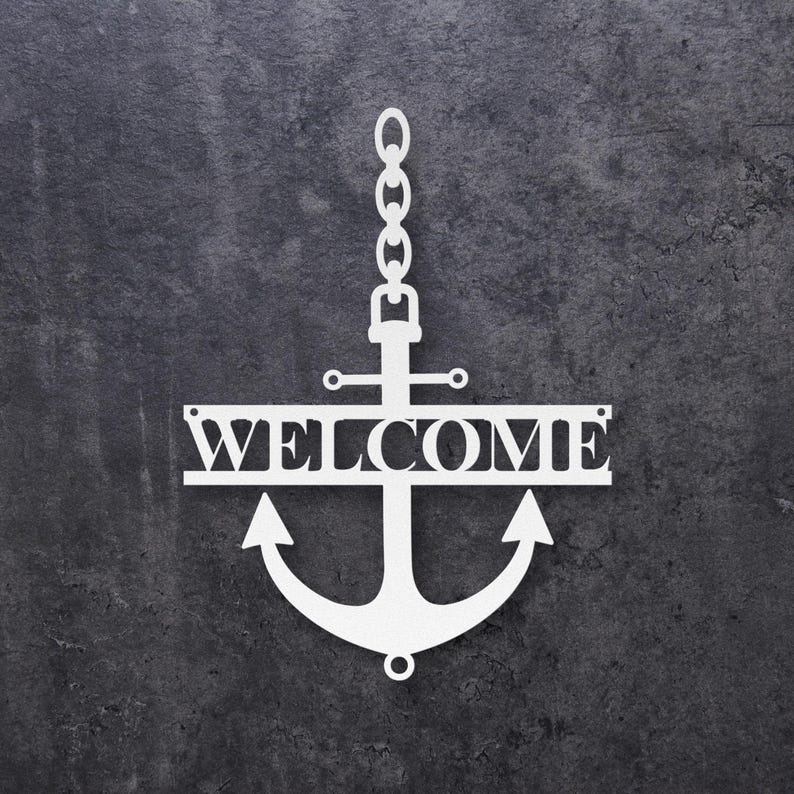 Metal Anchor Welcome Sign, Coastal Metal Art, New Home Gift, Beach ...