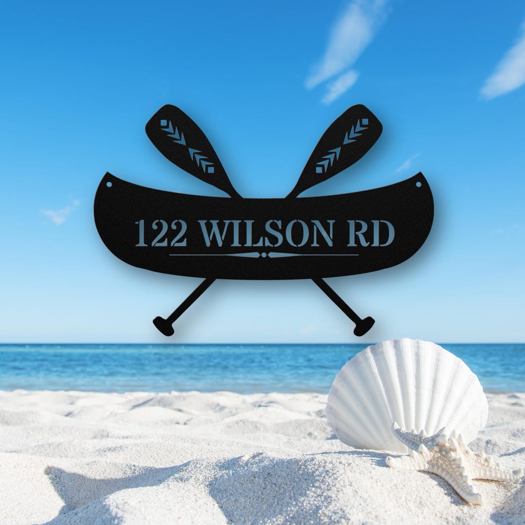 Custom Canoe Address Metal Sign, Personalized Lake House Decor ...