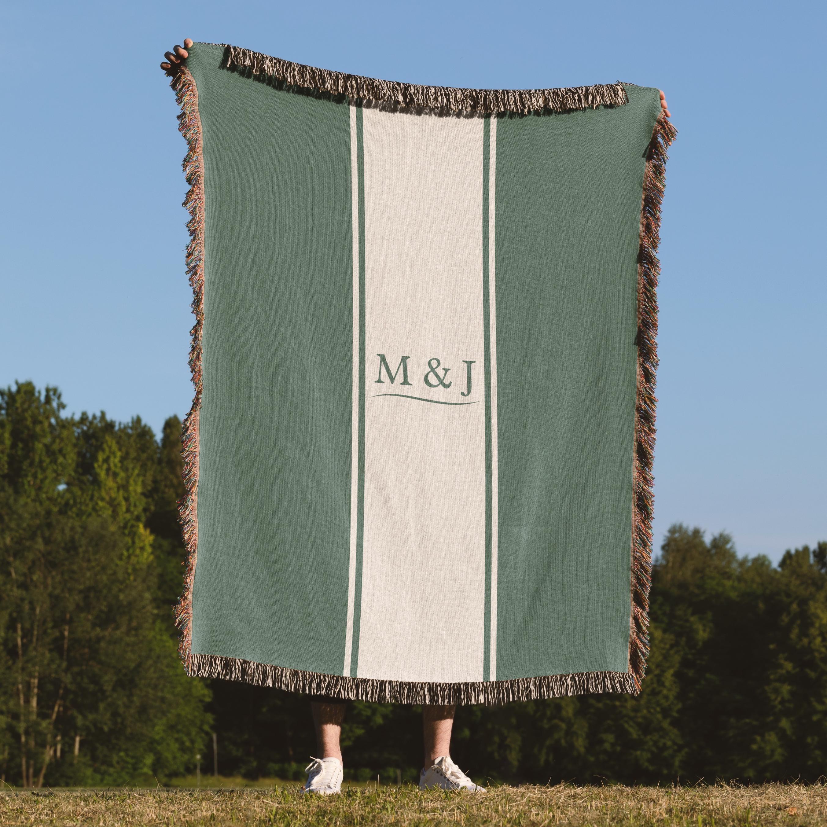Personalized Monogram Woven Cotton Blanket – Custom Initial Throw ...