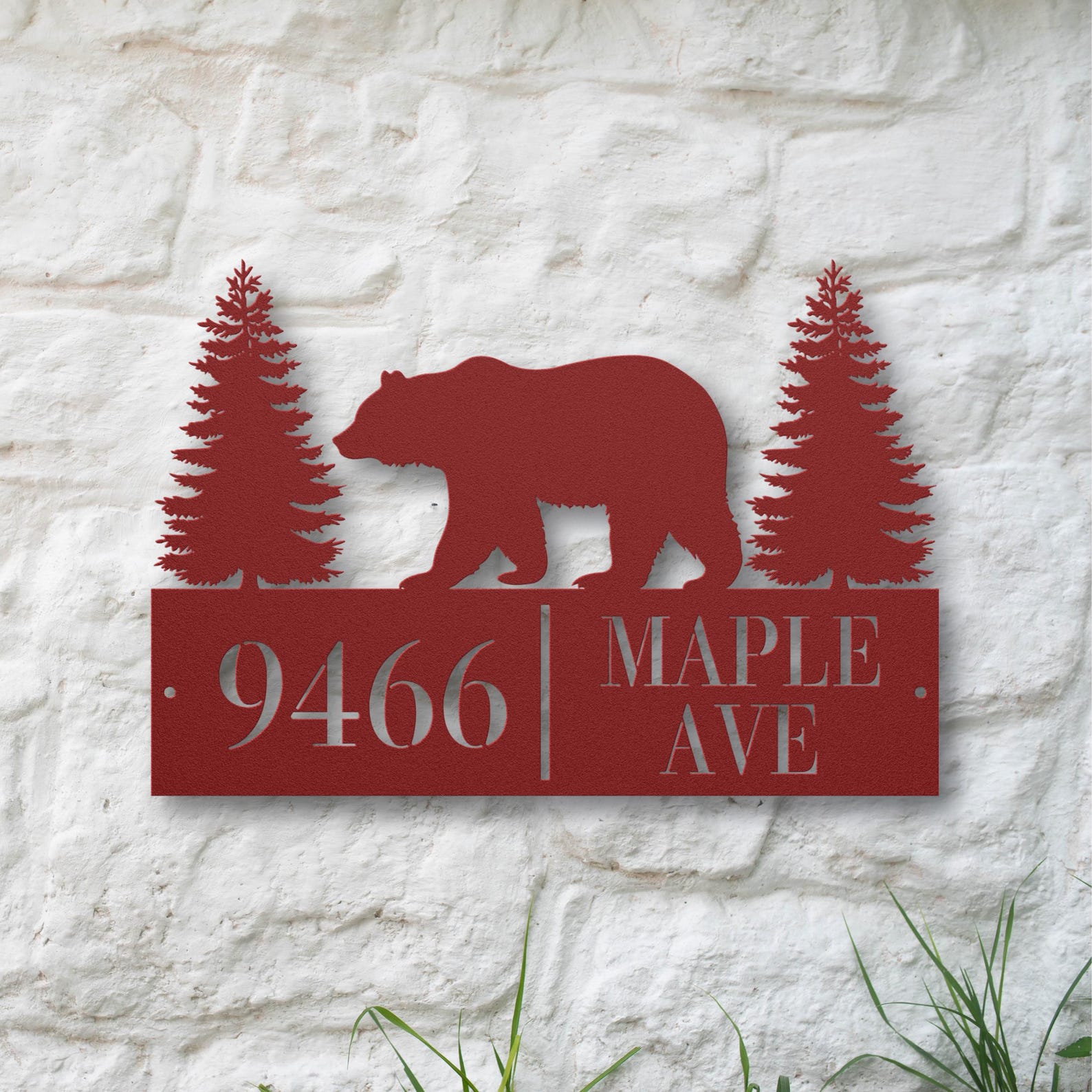 Custom Bear Address Metal Sign, Personalized Farmhouse Decor, Exterior ...