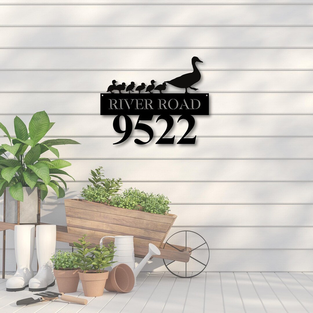 Custom Metal Duck Address Sign, Personalized Farmhouse Decor, Exterior ...