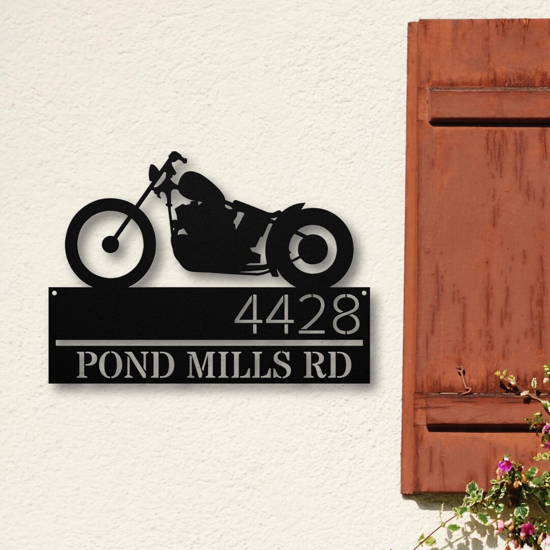 Custom Motorcycle Metal Address Sign, Personalized House Number for ...
