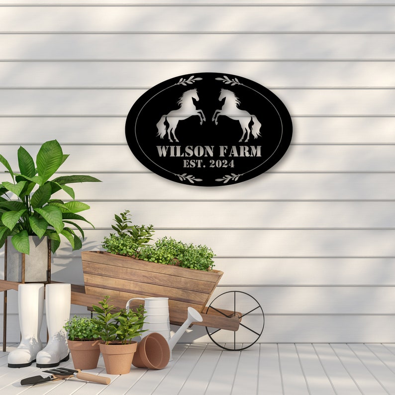Custom Farm House Metal Sign, Personalized Horse Ranch Decor, Horse ...