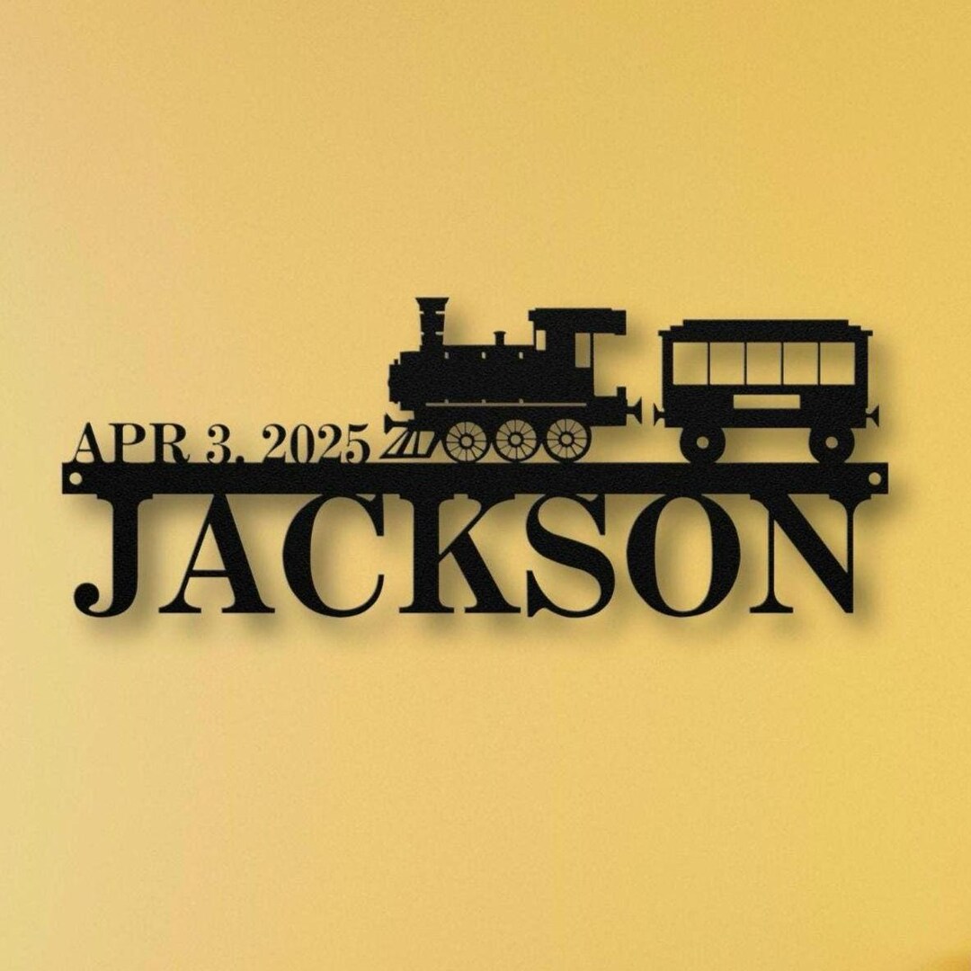Custom Newborn Metal Wall Art – Personalized Train Birth Sign, 5 Color ...