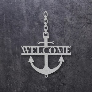 Metal Anchor Welcome Sign, Coastal Metal Art, New Home Gift, Beach ...