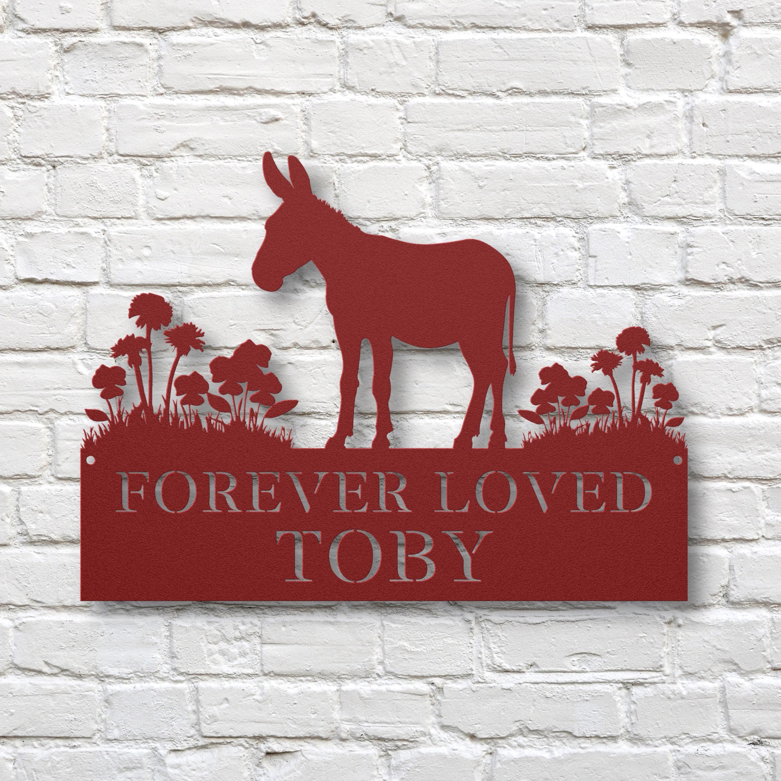 Personalized Donkey Metal Memorial Sign, Custom Grave Marker Sign ...