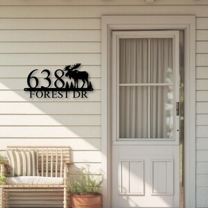 Custom Metal Moose Address Sign, Personalized Farmhouse Decor, Exterior ...