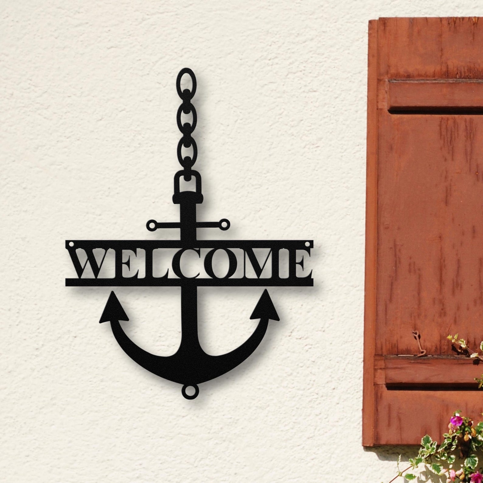 Metal Anchor Welcome Sign, Coastal Metal Art, New Home Gift, Beach ...