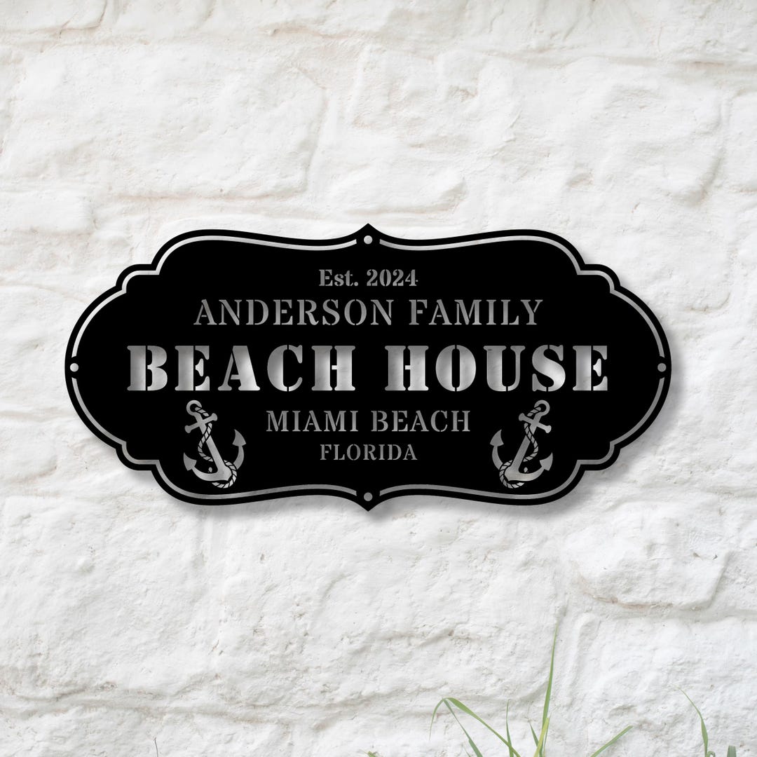 Custom Beach House Sign, Personalized Metal Art, Beach House Gift ...