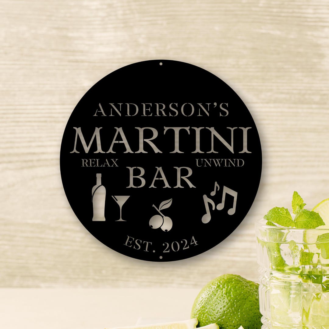 Custom Martini Bar Metal Sign, Home Bar Decor, Gift for Martini Lover ...