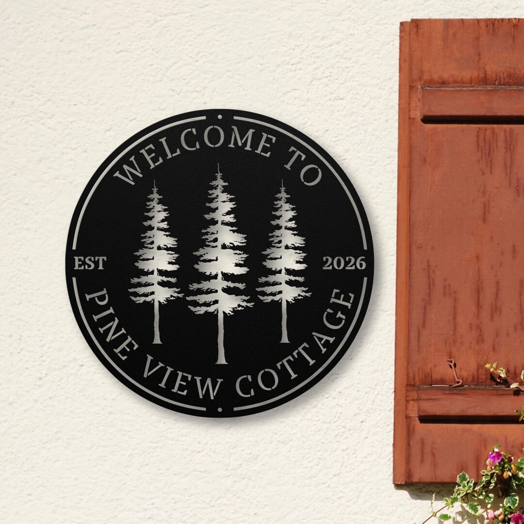 Custom Vacation Rental Welcome Sign, Personalized Pine Tree Cabin Name ...
