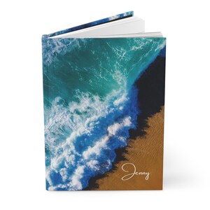Personalized Ocean Wave Hardcover Journal, Custom Beach Notebook ...