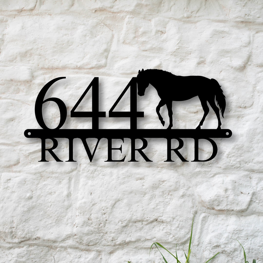 Custom Metal Horse Address Sign, Personalized Farmhouse Decor, Exterior ...