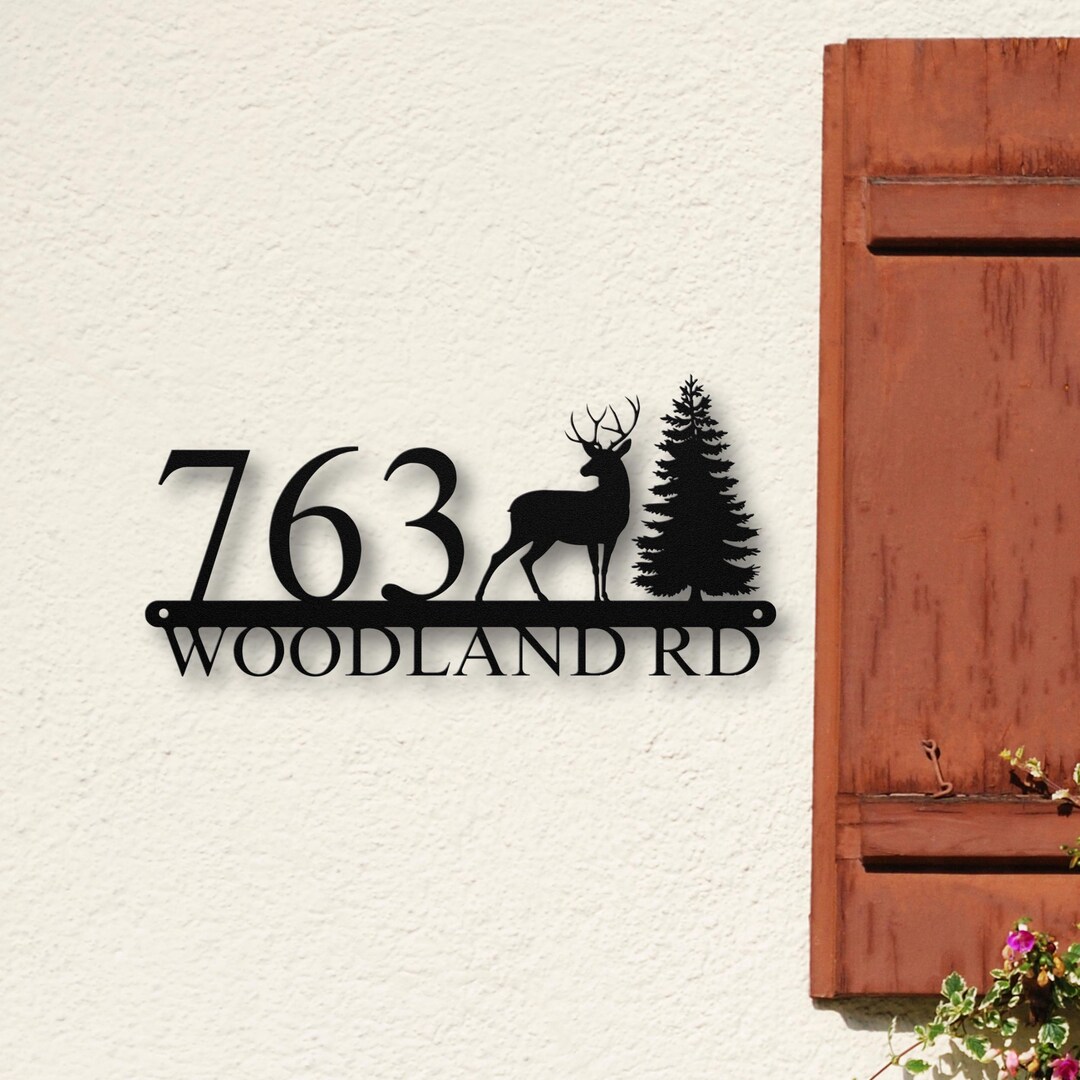 Custom Metal Deer Address Sign, Personalized Farmhouse Decor, Exterior ...