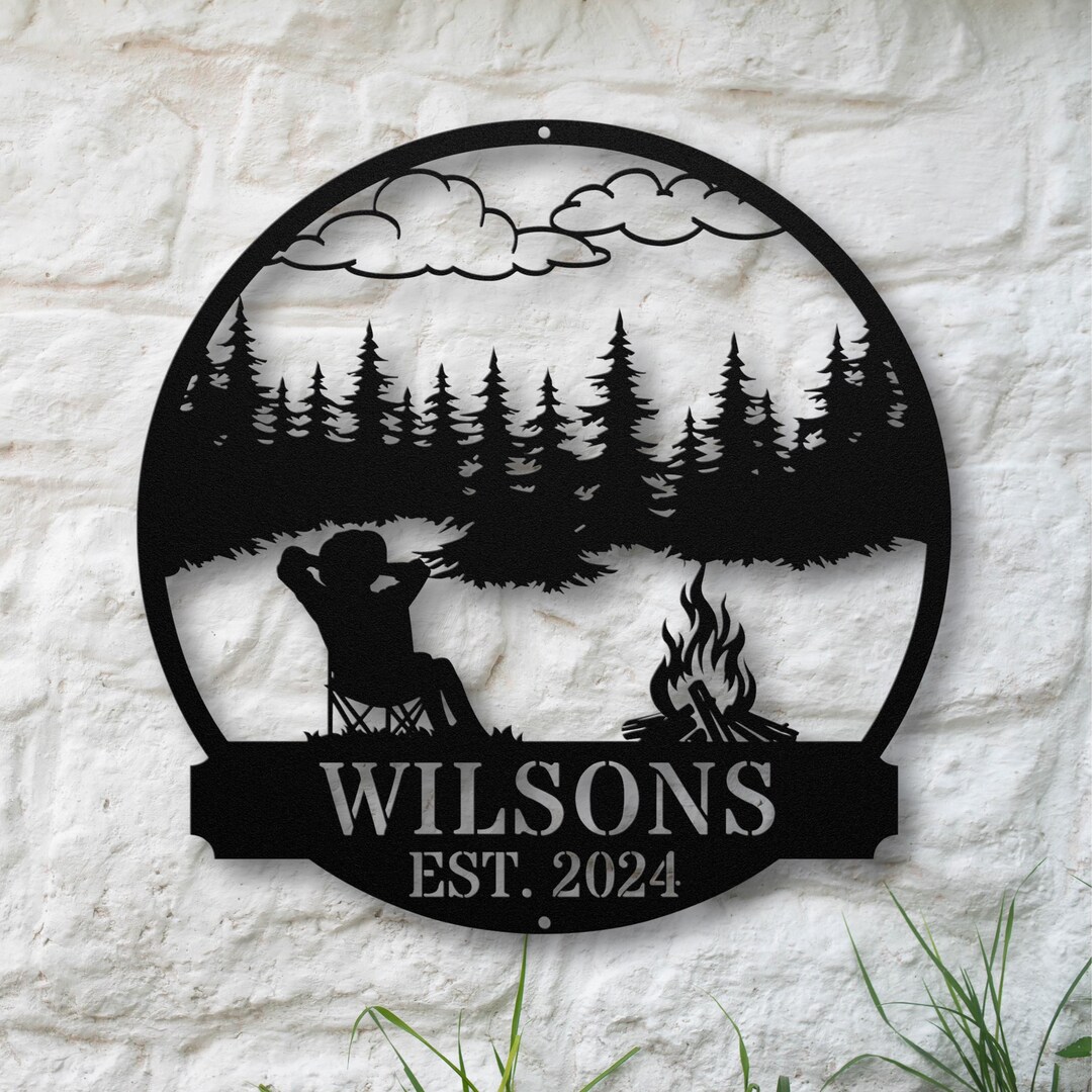 Personalized Campfire Metal Sign, Custom Camping Metal Decor, Exterior ...