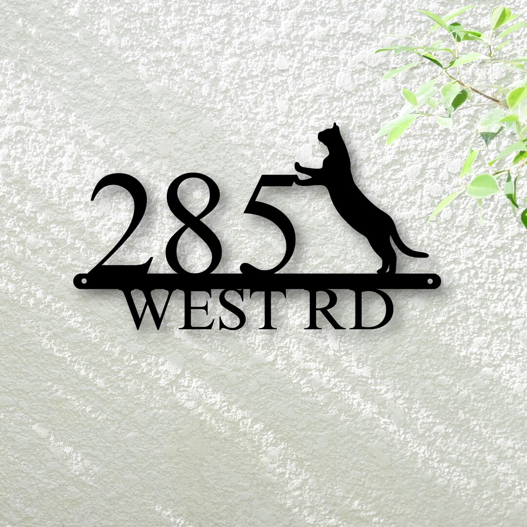 Custom Metal Cat Address Sign, Personalized House Decor, Exterior Home ...