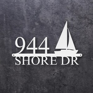 Custom Lake House Metal Address Sign, Personalized Sailboat Home Decor ...
