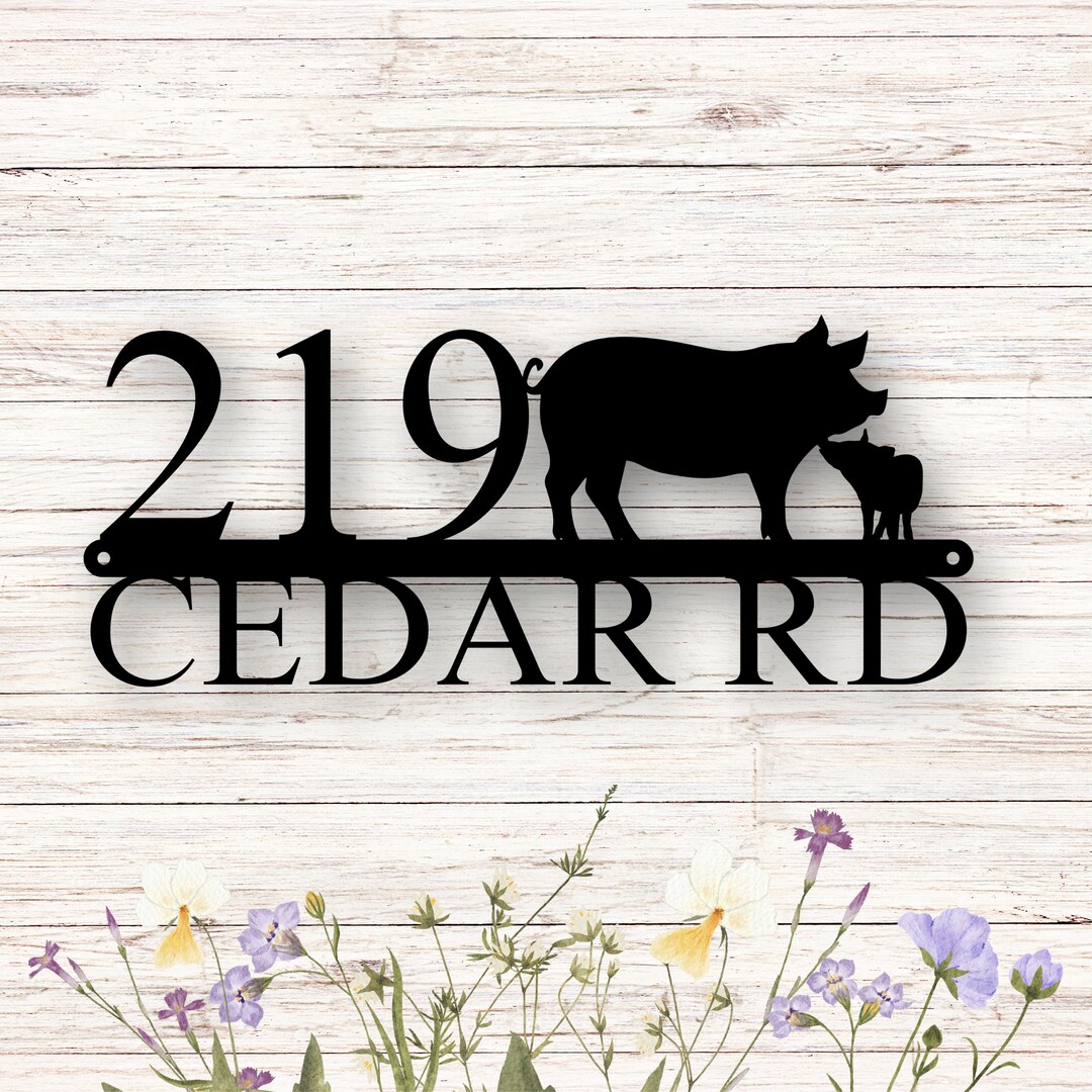 Custom Metal Pig Address Sign, Personalized Farmhouse Decor, Exterior ...