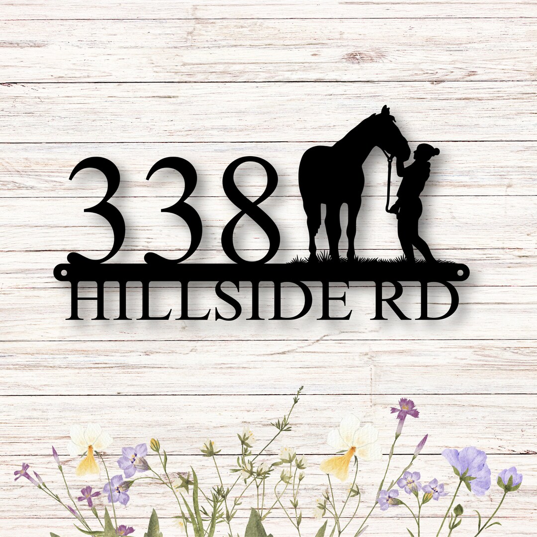 Custom Metal Horse Address Sign, Personalized Farmhouse Decor, Exterior ...