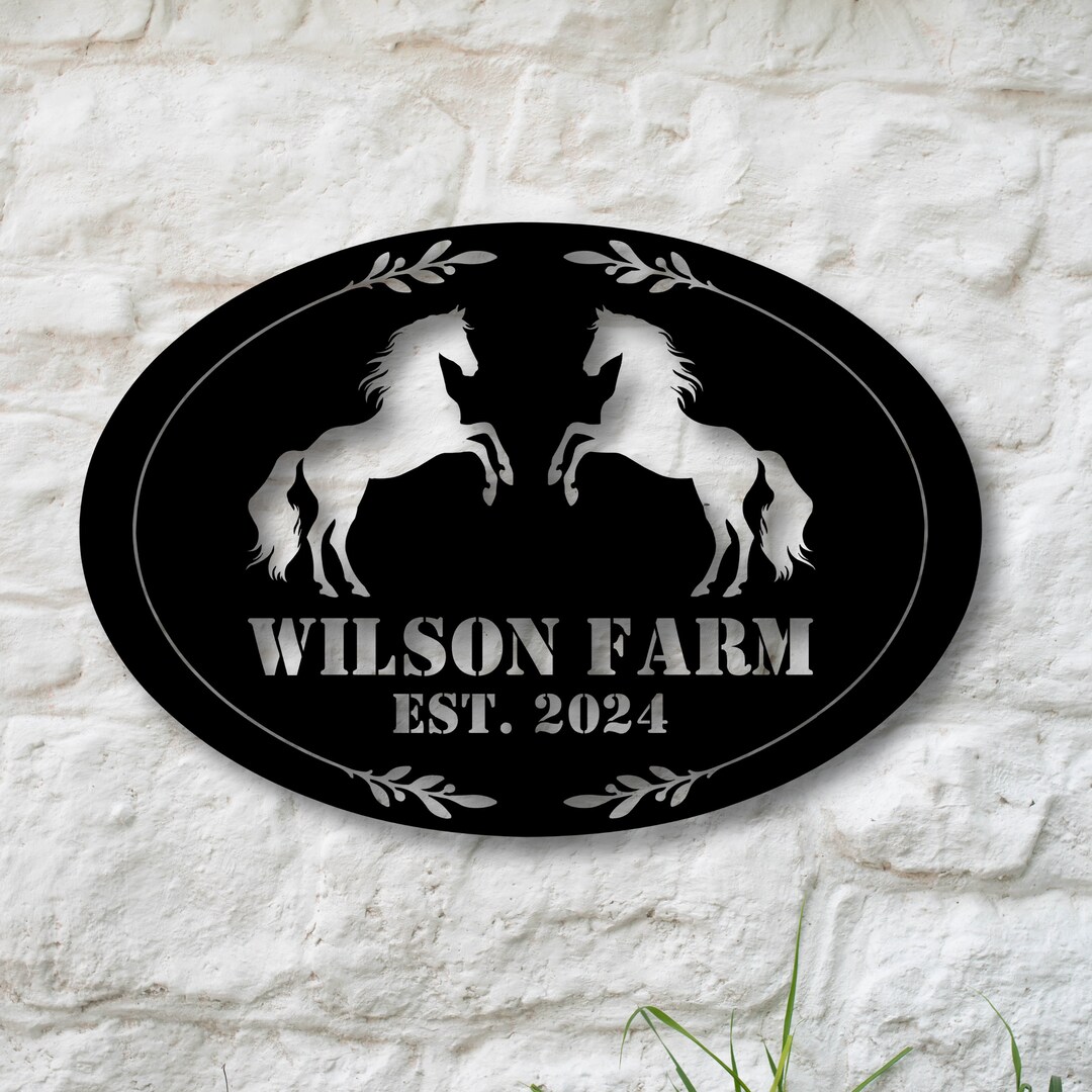 Custom Farm House Metal Sign, Personalized Horse Ranch Decor, Horse ...