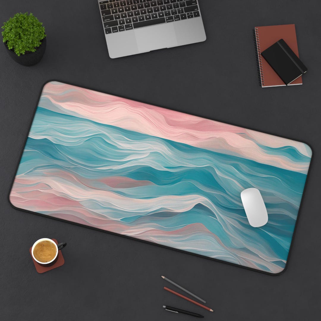 Abstract Ocean Desk Mat, Coastal Desk Mat, Vibrant Mouse Pad, Aesthetic ...