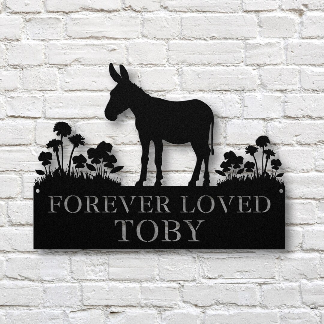 Personalized Donkey Metal Memorial Sign, Custom Grave Marker Sign ...