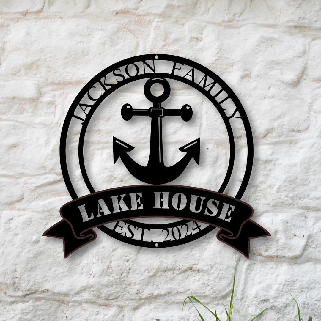 Custom Lake House Metal Sign, Family Lake Decor Gift, Personalized Lake ...