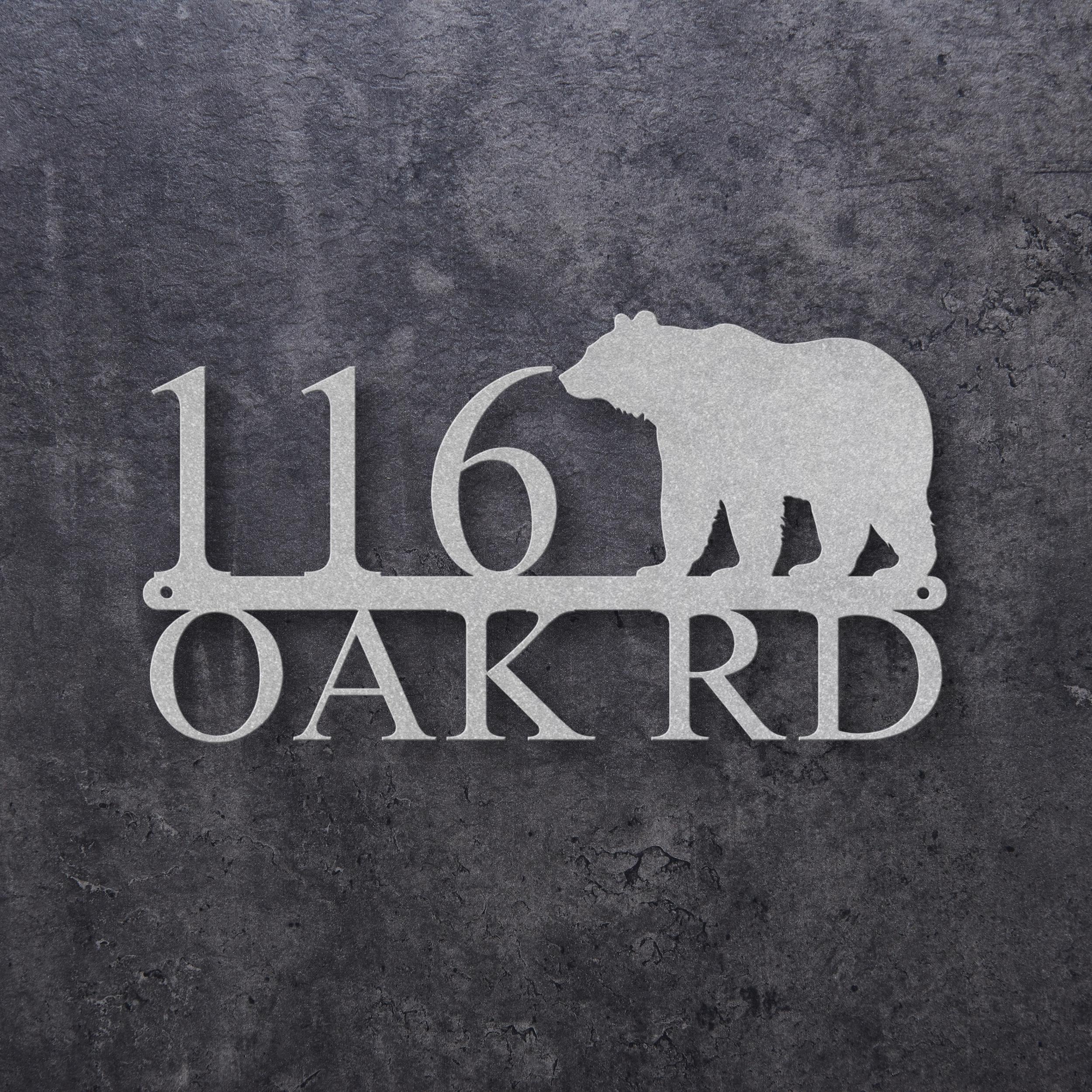 Custom Bear Address Metal Sign, Personalized Farmhouse Decor, Exterior ...