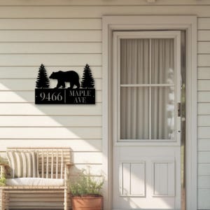 Custom Bear Address Metal Sign, Personalized Farmhouse Decor, Exterior ...