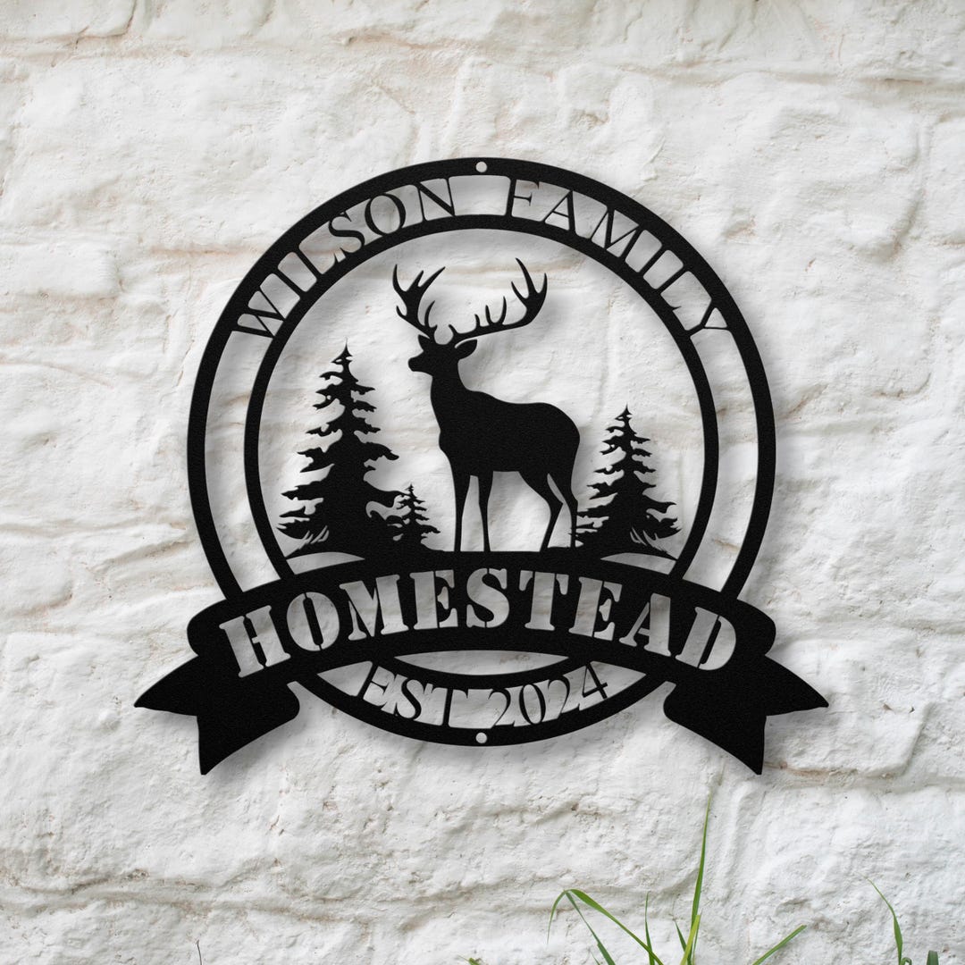Personalized Deer Homestead Metal Sign, Farmhouse Decor, Country House ...