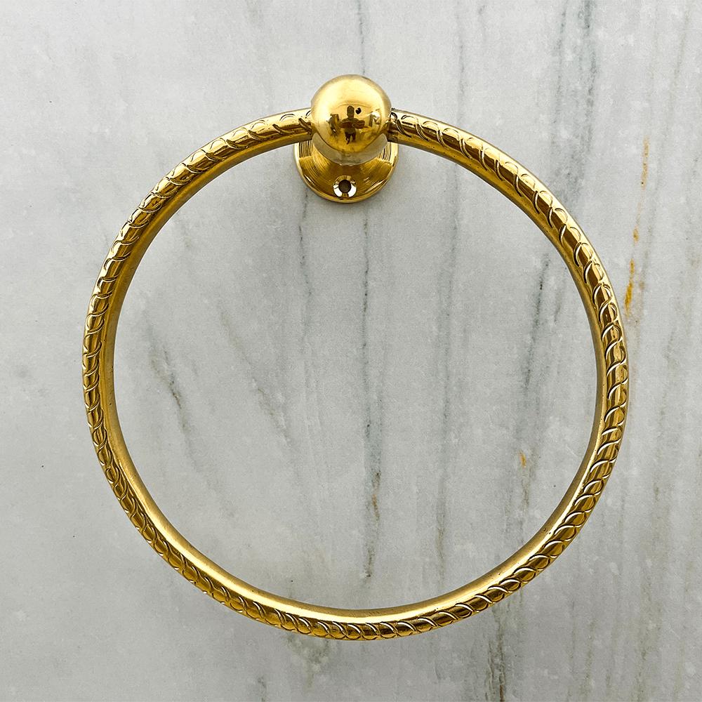 Engraved Brass Round Bathroom Towel Holder, Brass Towel Rack, Round ...