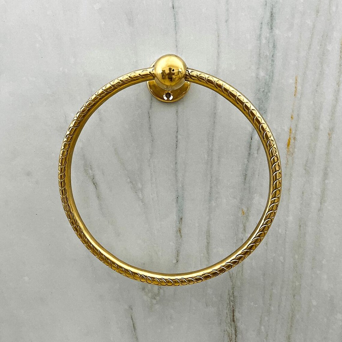 Engraved Brass Round Bathroom Towel Holder, Brass Towel Rack, Round ...