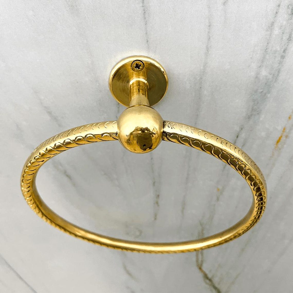 Engraved Brass Round Bathroom Towel Holder, Brass Towel Rack, Round ...