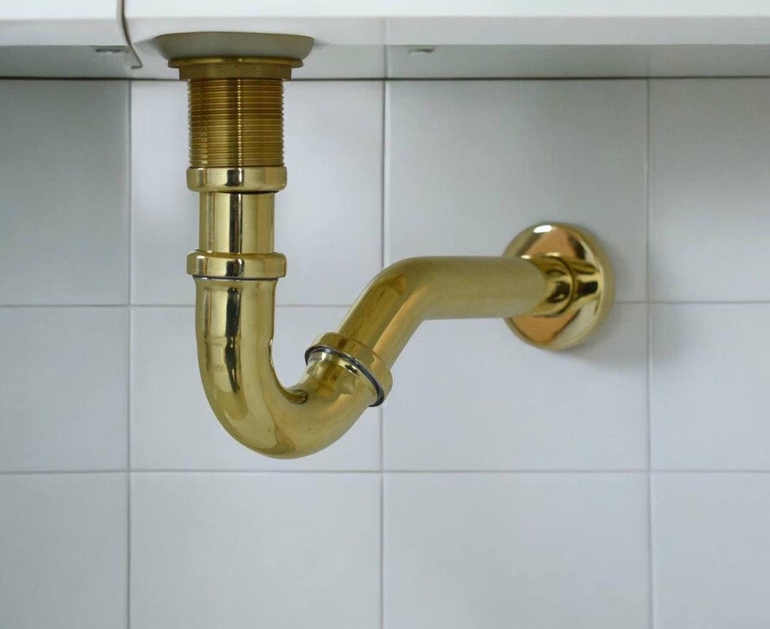 Solid Brass S-trap and Sink Stopper - Brass Push up Button - Pop up ...