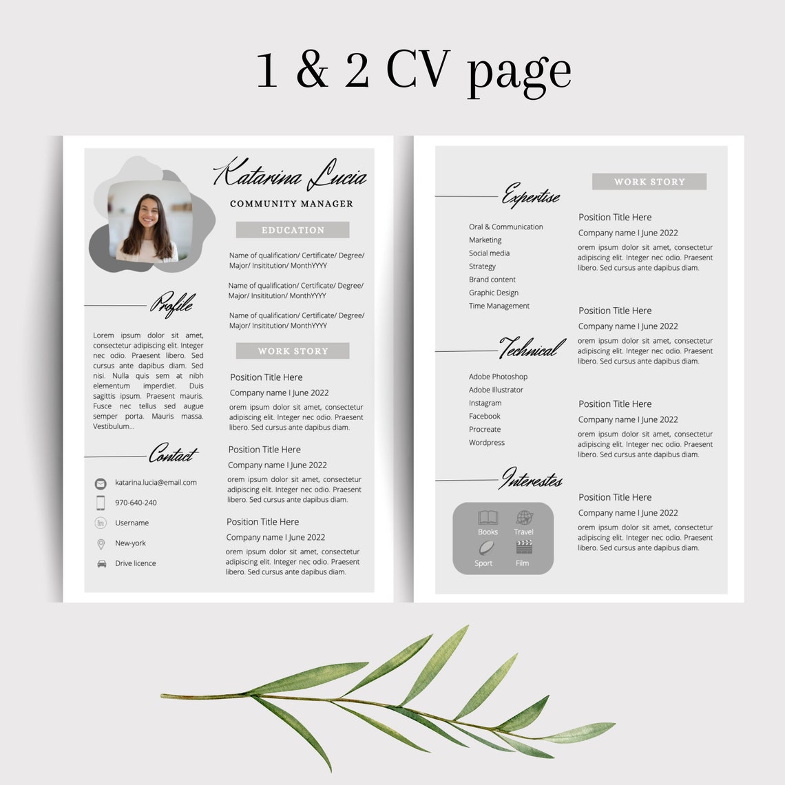 CV Template With Photo, Resume Template, Creative Resume, Professional ...