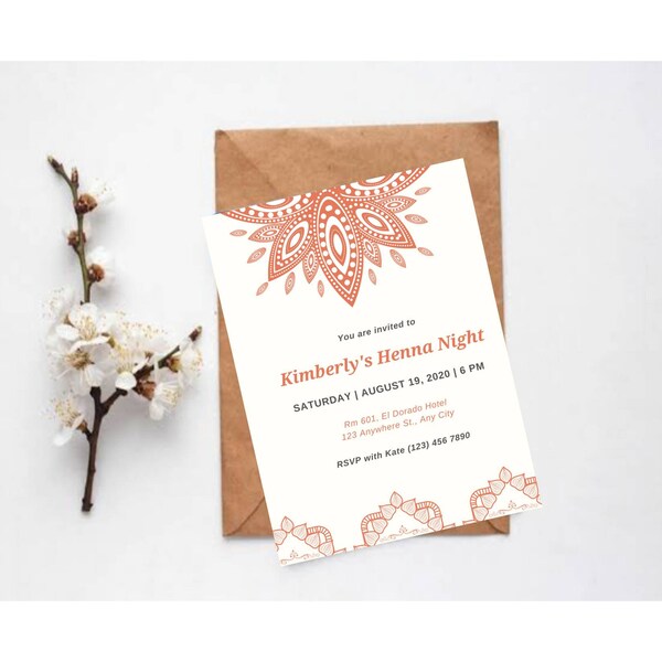 Henna Night Invitations - Etsy