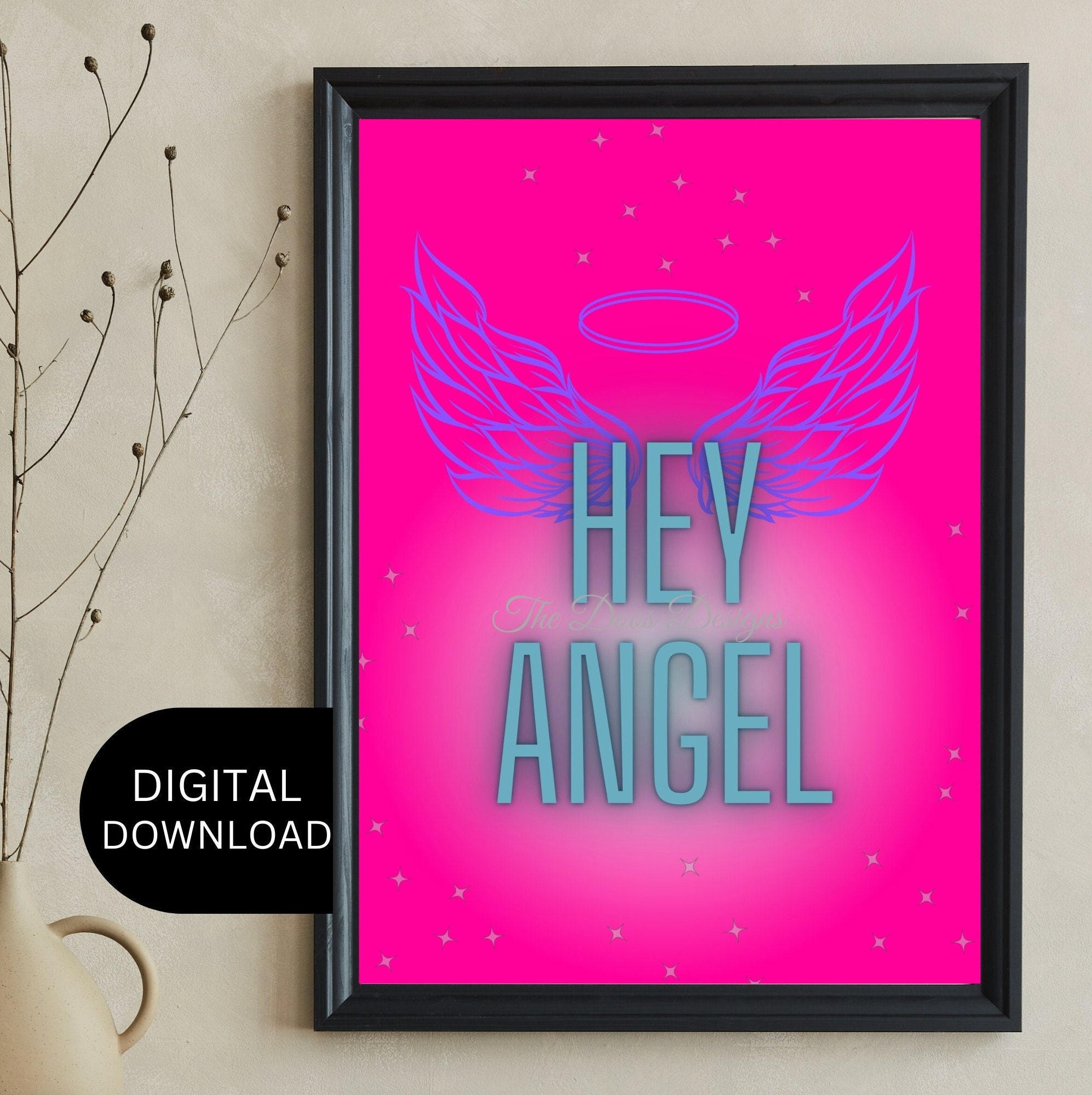 Hey Angel, Hey Angel Printable, Angel Wings Print, Angel Wings Wall ...