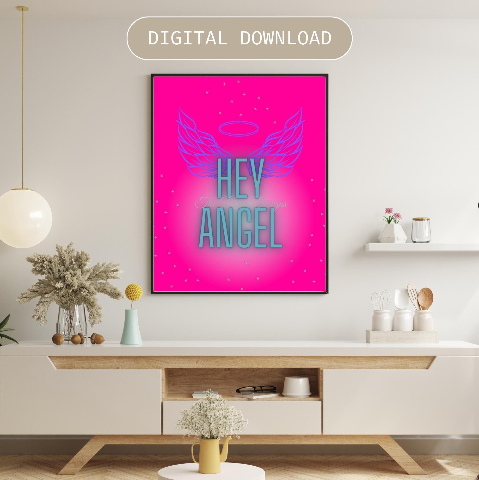 Hey Angel, Hey Angel Printable, Angel Wings Print, Angel Wings Wall ...