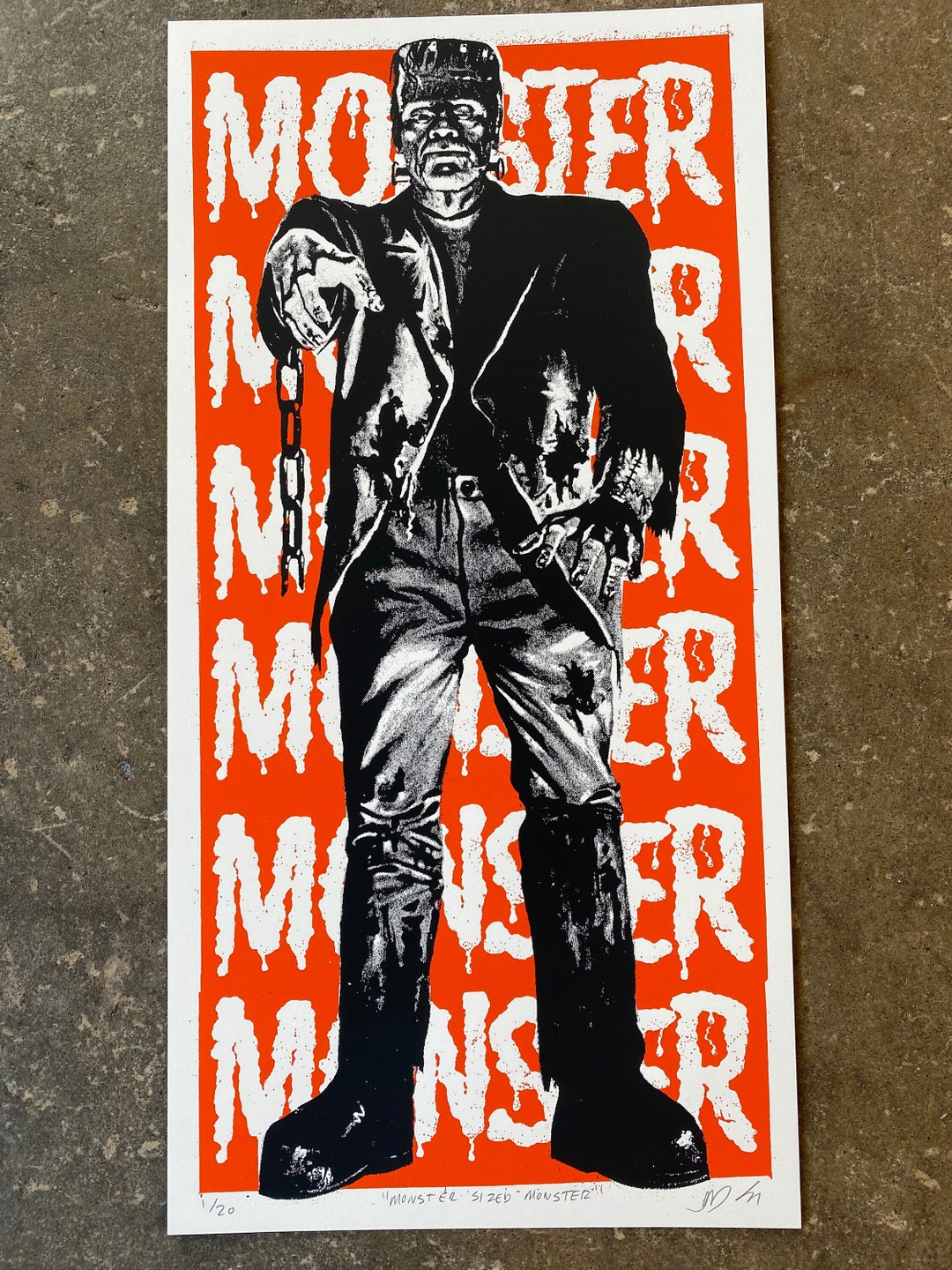 Monster Sized Monster 10 X 20 Frankenstein Print - Etsy