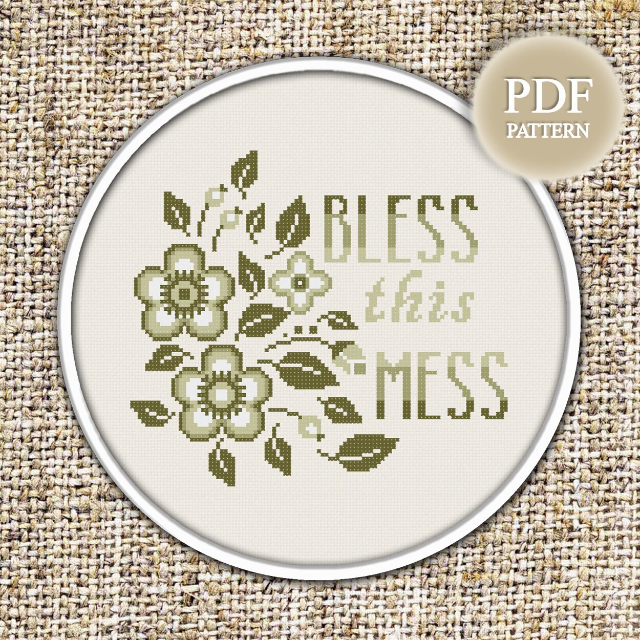 Subversive Cross Stitch Pattern Bless This Mess Cross Stitch - Etsy